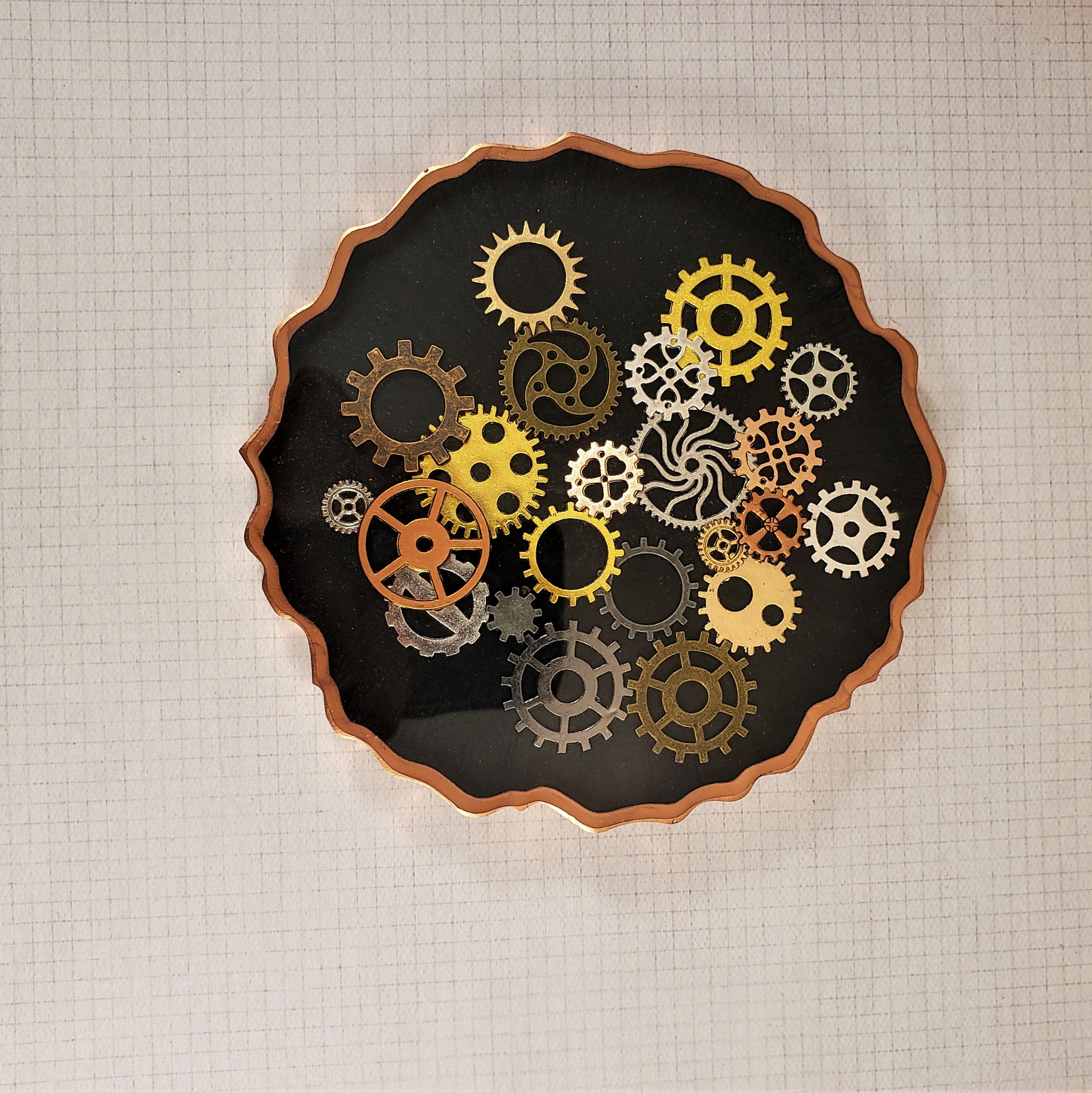 Black Resin Gear Coasters - Etsy