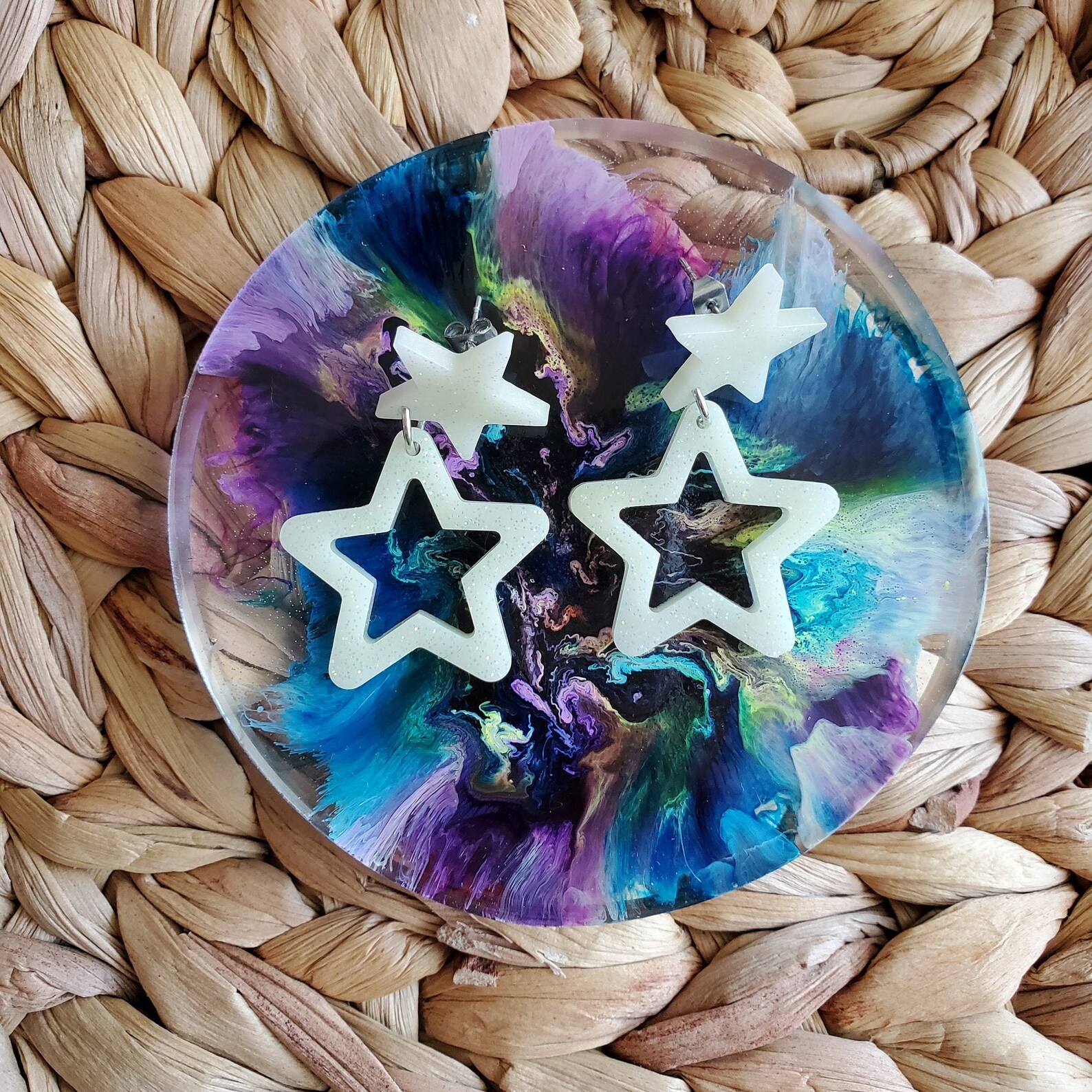 Glow in the Dark Resin Star Earrings | Etsy