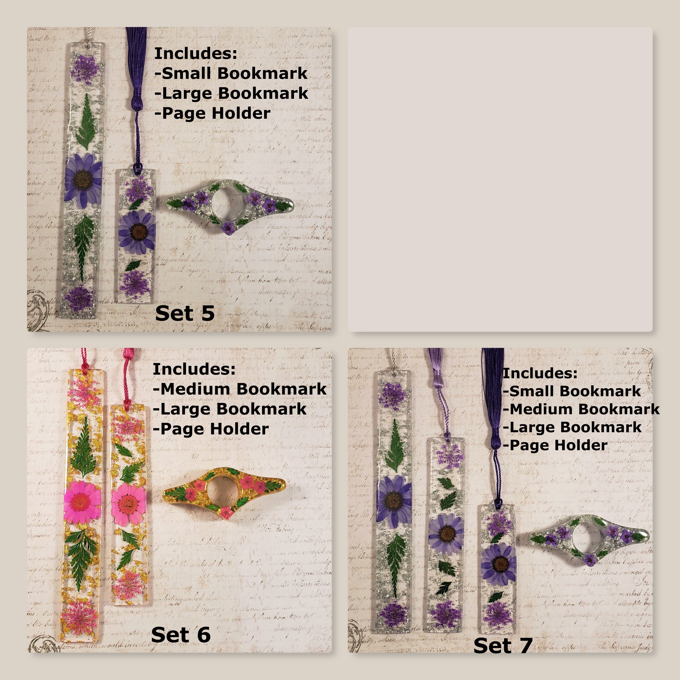 Custom Flower Bookmark & Page Holder Sets | Etsy