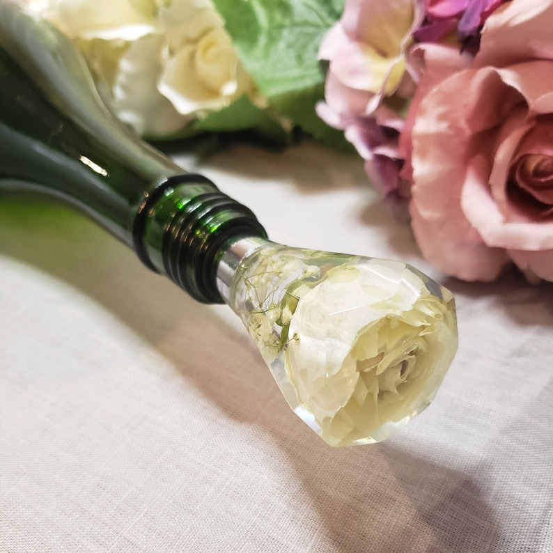 Dried Rose Bottle Stopper | Pressed Flower Wine Stopper | Real Flower ...