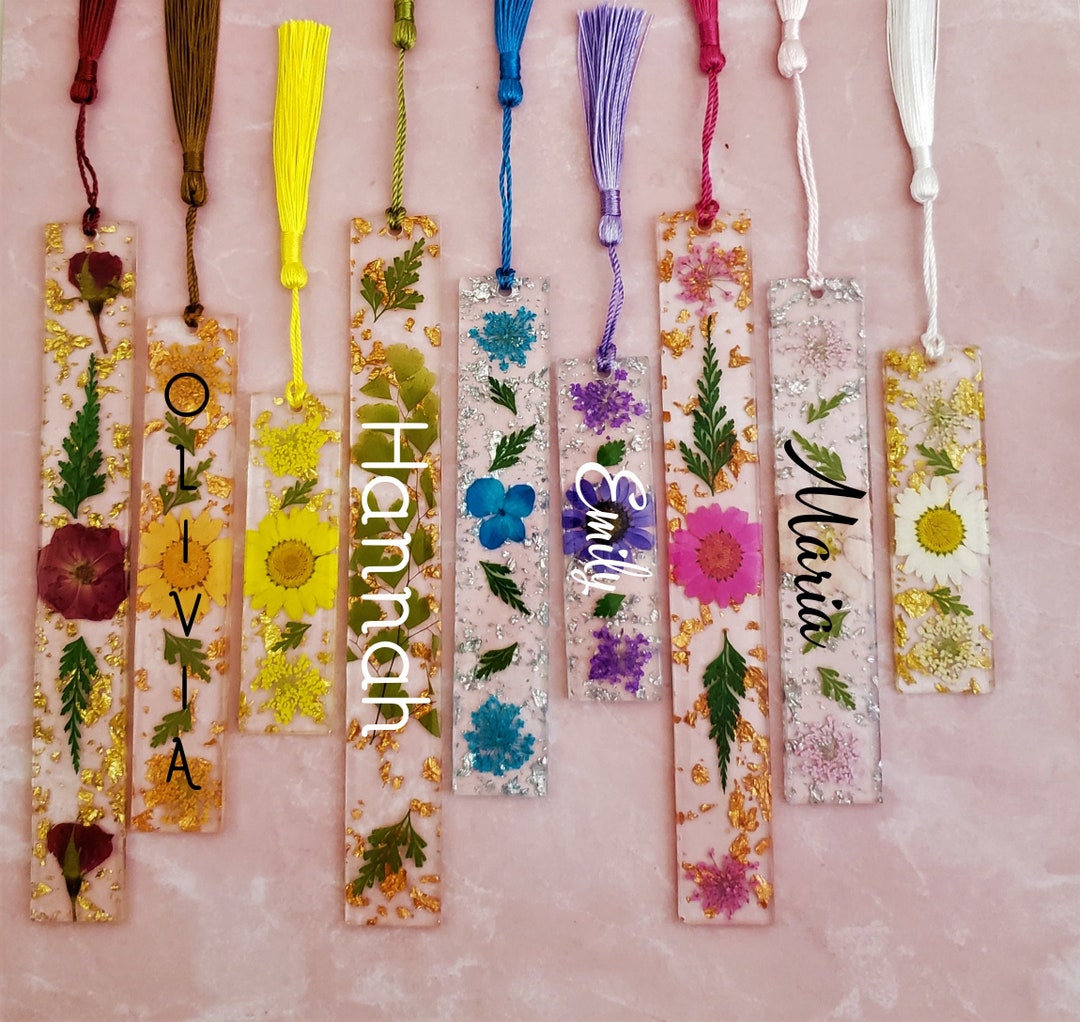 Handmade Custom Flower Resin Bookmarks - Personalized Bookmark - Etsy