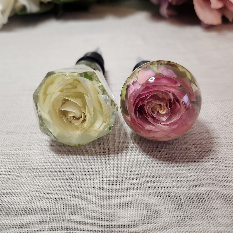 Dried Rose Bottle Stopper | Pressed Flower Wine Stopper | Real Flower ...