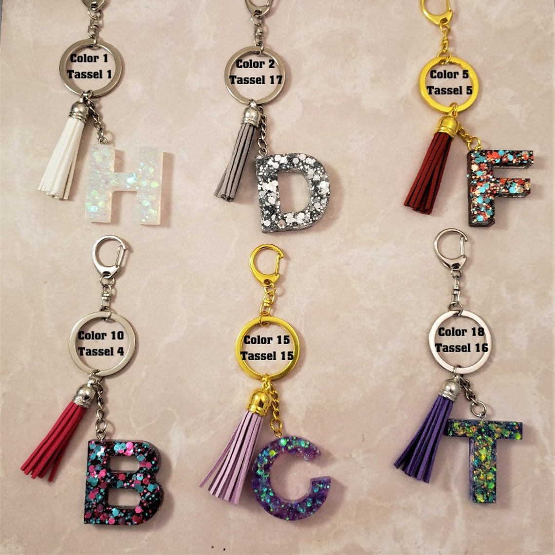 Custom Glitter Letter Keychain With Tassel - Etsy