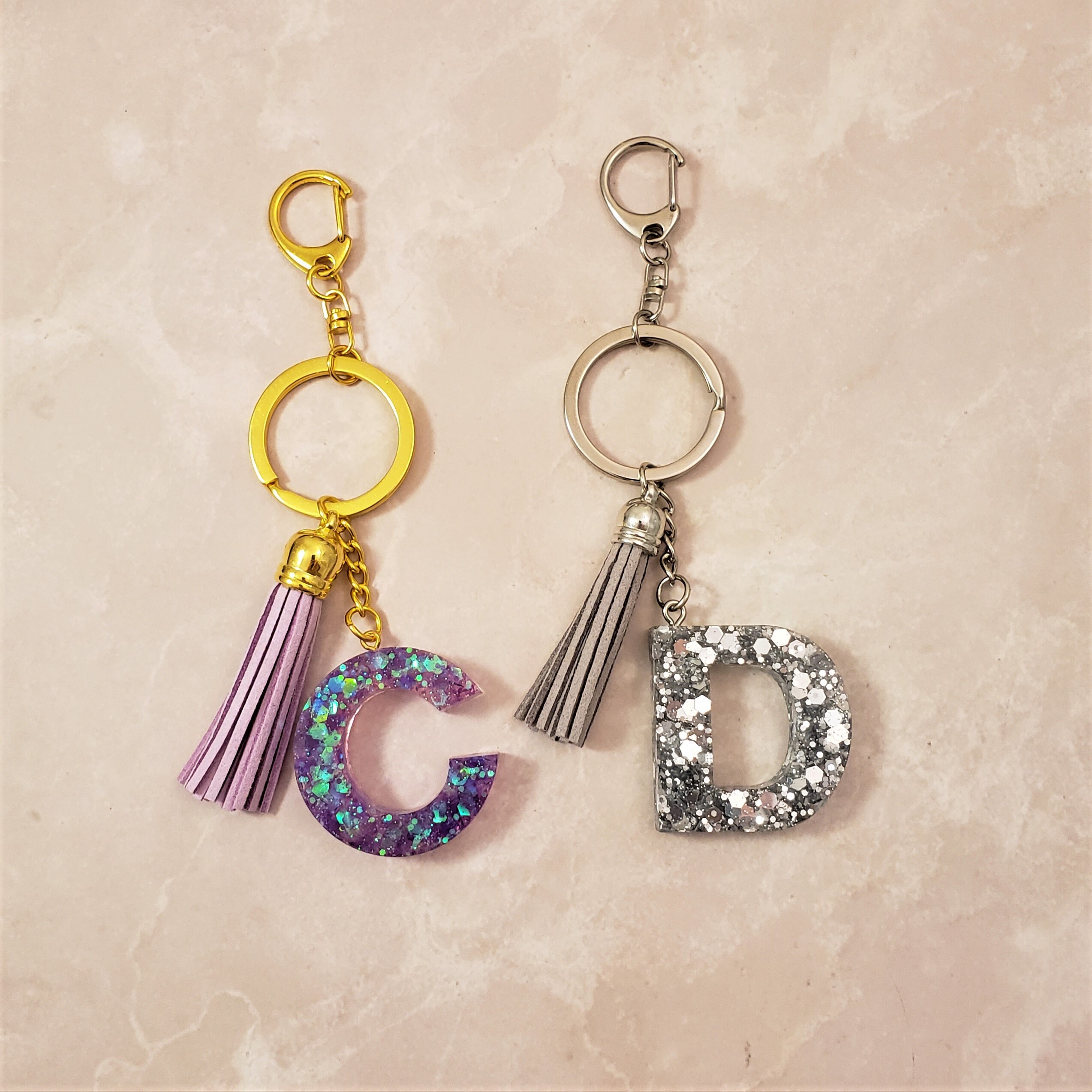 Custom Glitter Letter Keychain With Tassel - Etsy