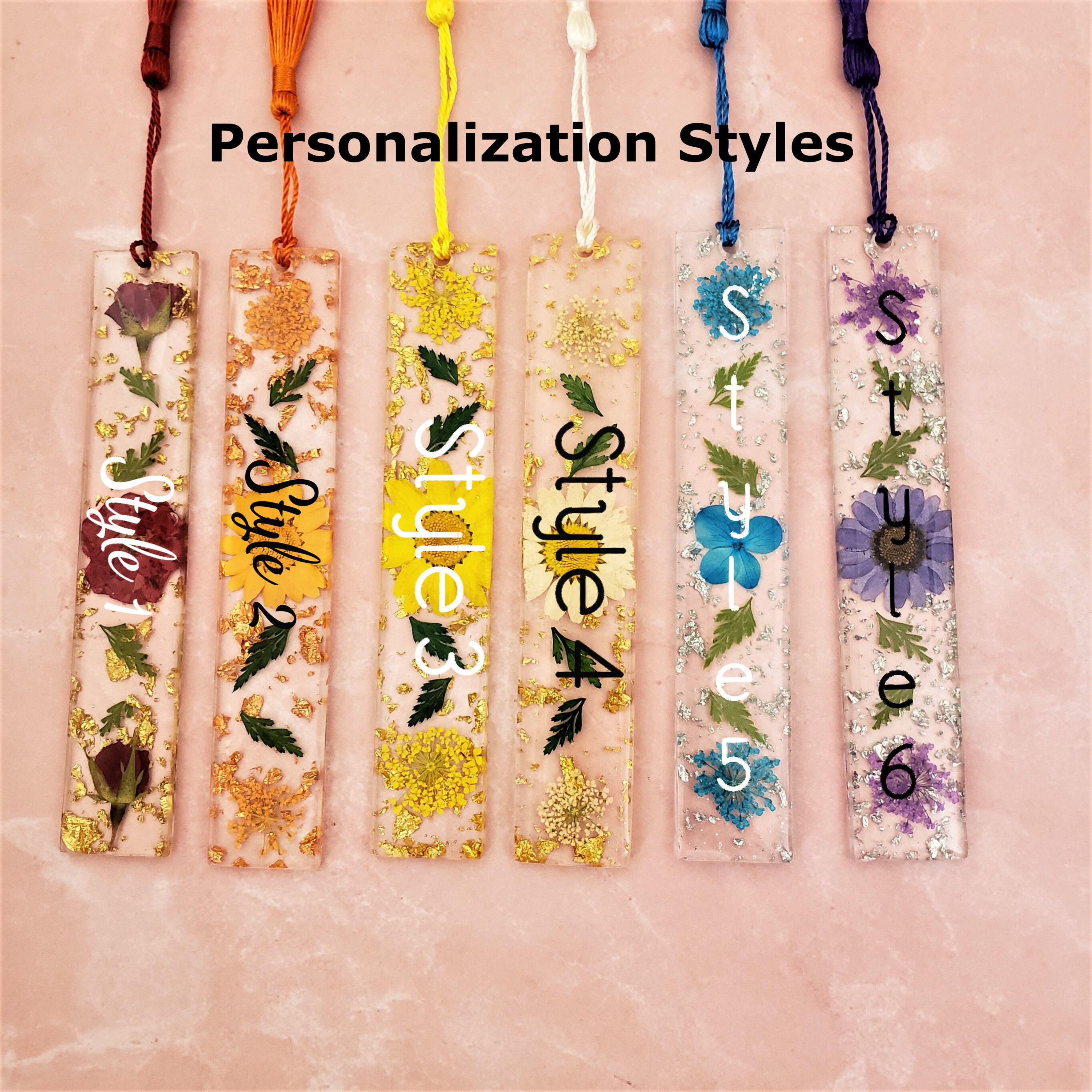 Custom Flower Bookmark & Page Holder Sets | Etsy