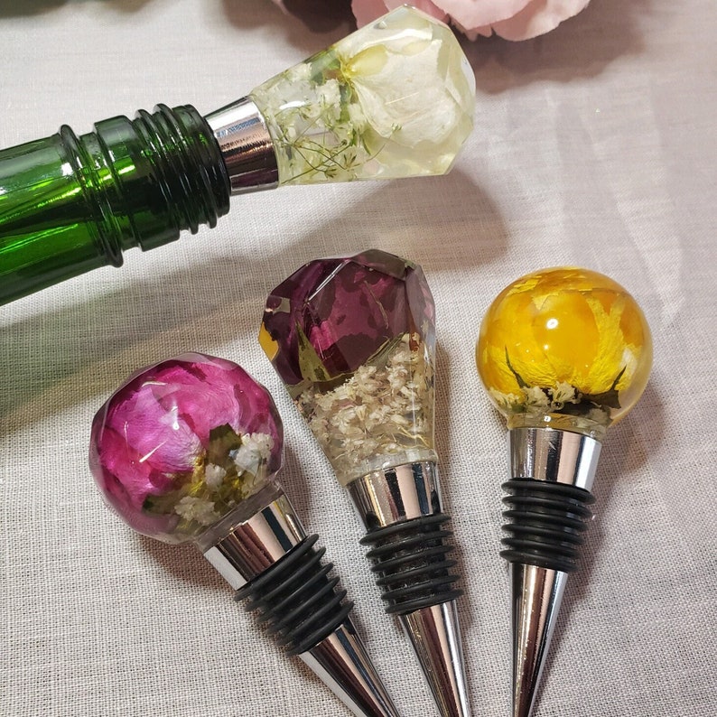 Dried Rose Bottle Stopper | Pressed Flower Wine Stopper | Real Flower ...