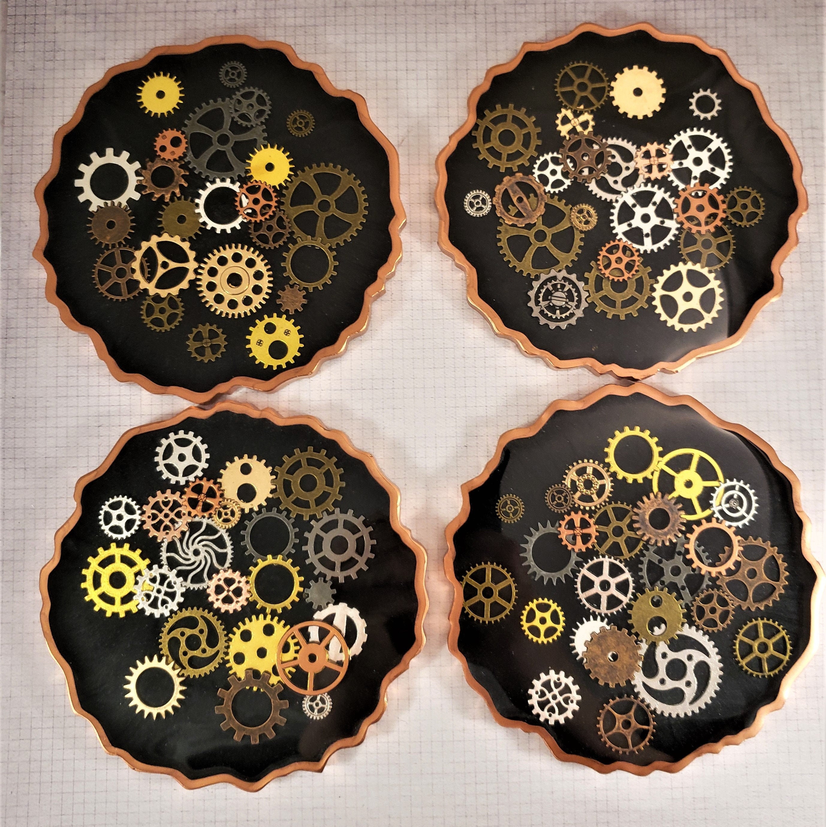 Black Resin Gear Coasters - Etsy