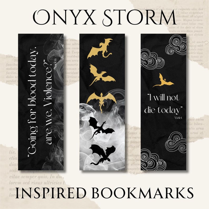 Onyx Storm Inspired Digital Download Bookmarks - Set of 6 Different ...
