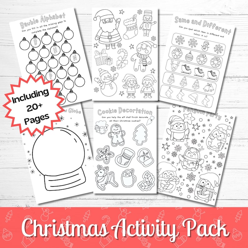 Festive Fun Galore: Printable Christmas Activity Pack for Kids (20 ...