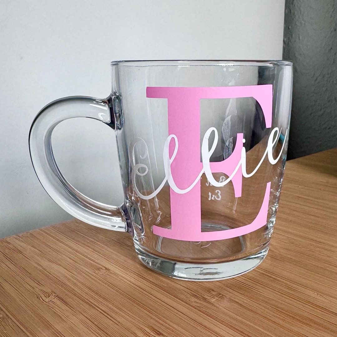 Personalized Initial Glass Mug: Custom Name & Message, 300ml - Etsy