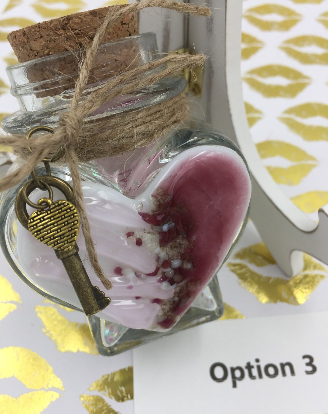 Message in a Bottle Fused Glass Heart Personalized Keepsake Greeting ...