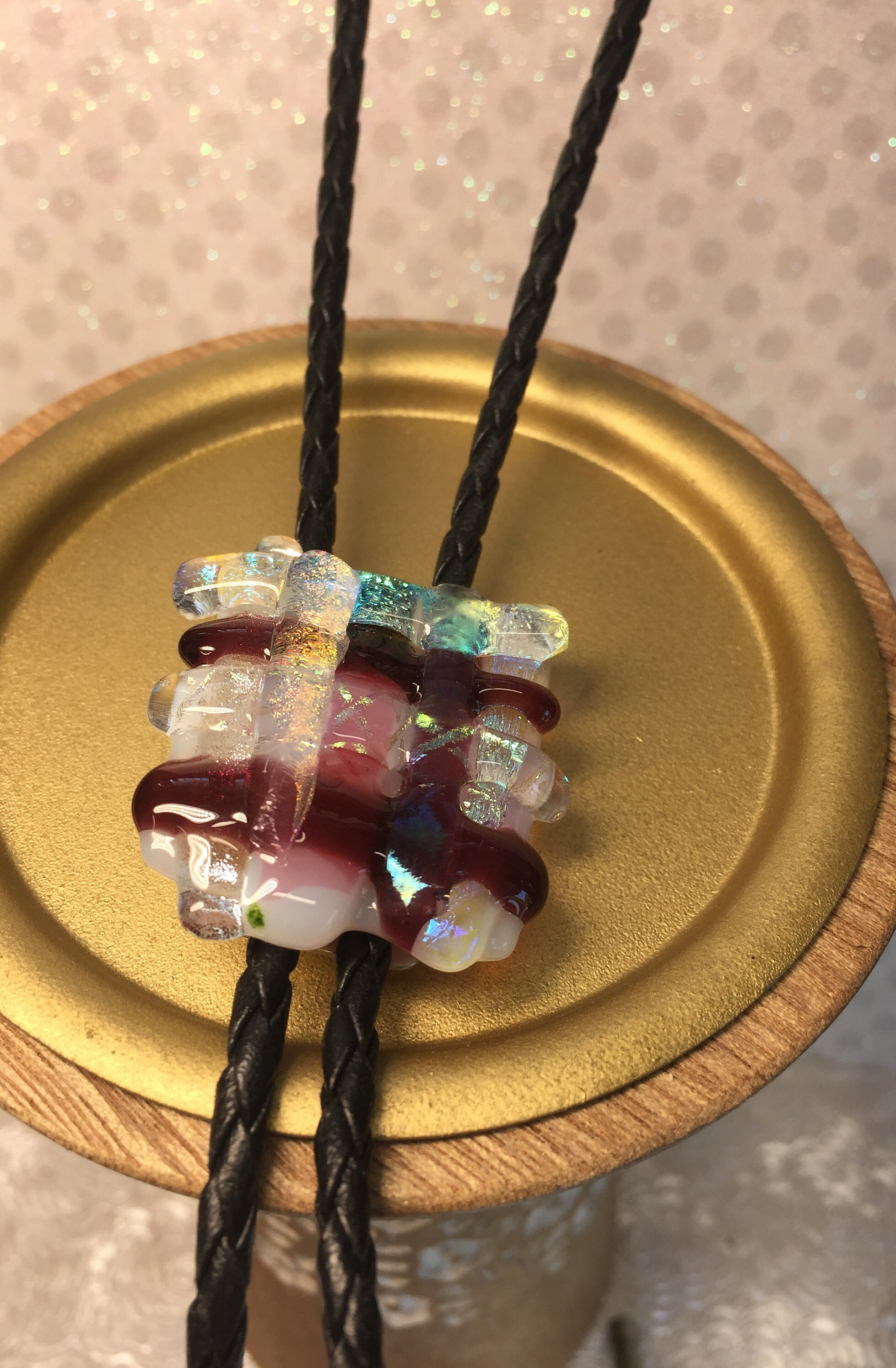 Fused Glass Bolo Tie Unisex Modern Necktie | Etsy