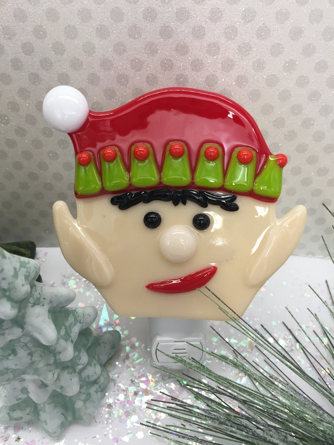 Fused Glass Night Light, Elf, Christmas Lighting, Elf of Shelf ...