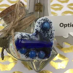 Message in a Bottle Fused Glass Heart Personalized Keepsake Greeting ...
