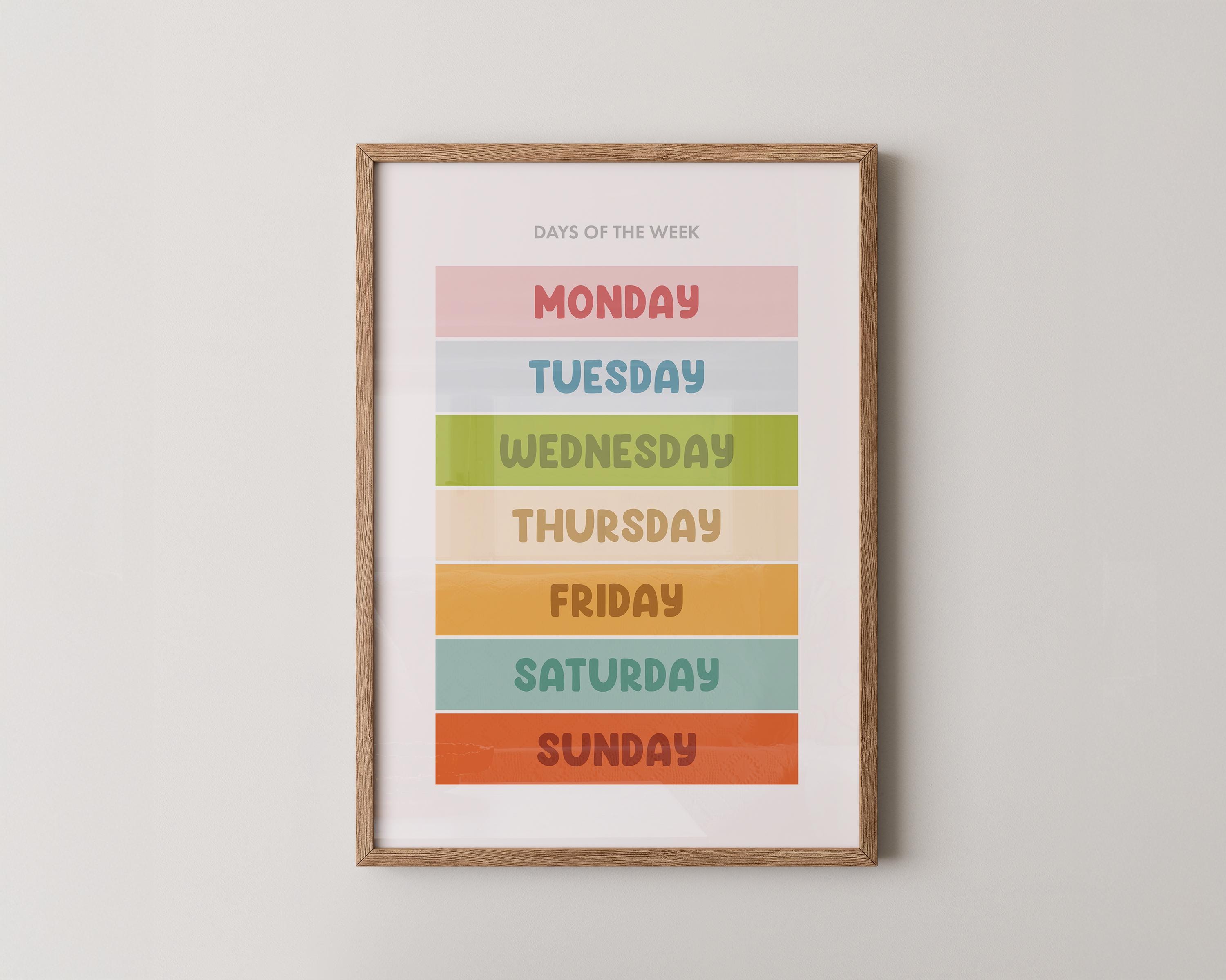 Colorful Days of the Week Poster, Kids Room Decor (digital Download) - Etsy