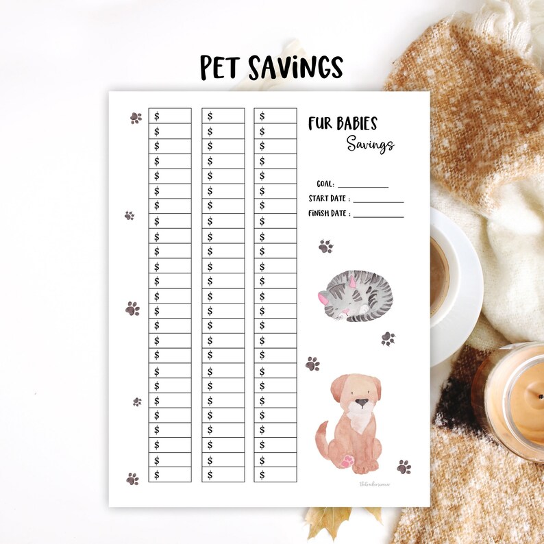 Pet Savings Tracker Budget Planner Printable in Sizes A4A5 - Etsy