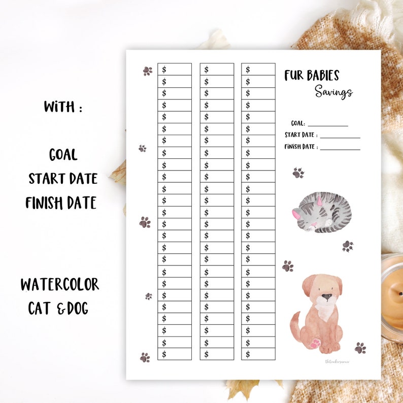 Pet Savings Tracker Budget Planner Printable in Sizes A4A5 - Etsy
