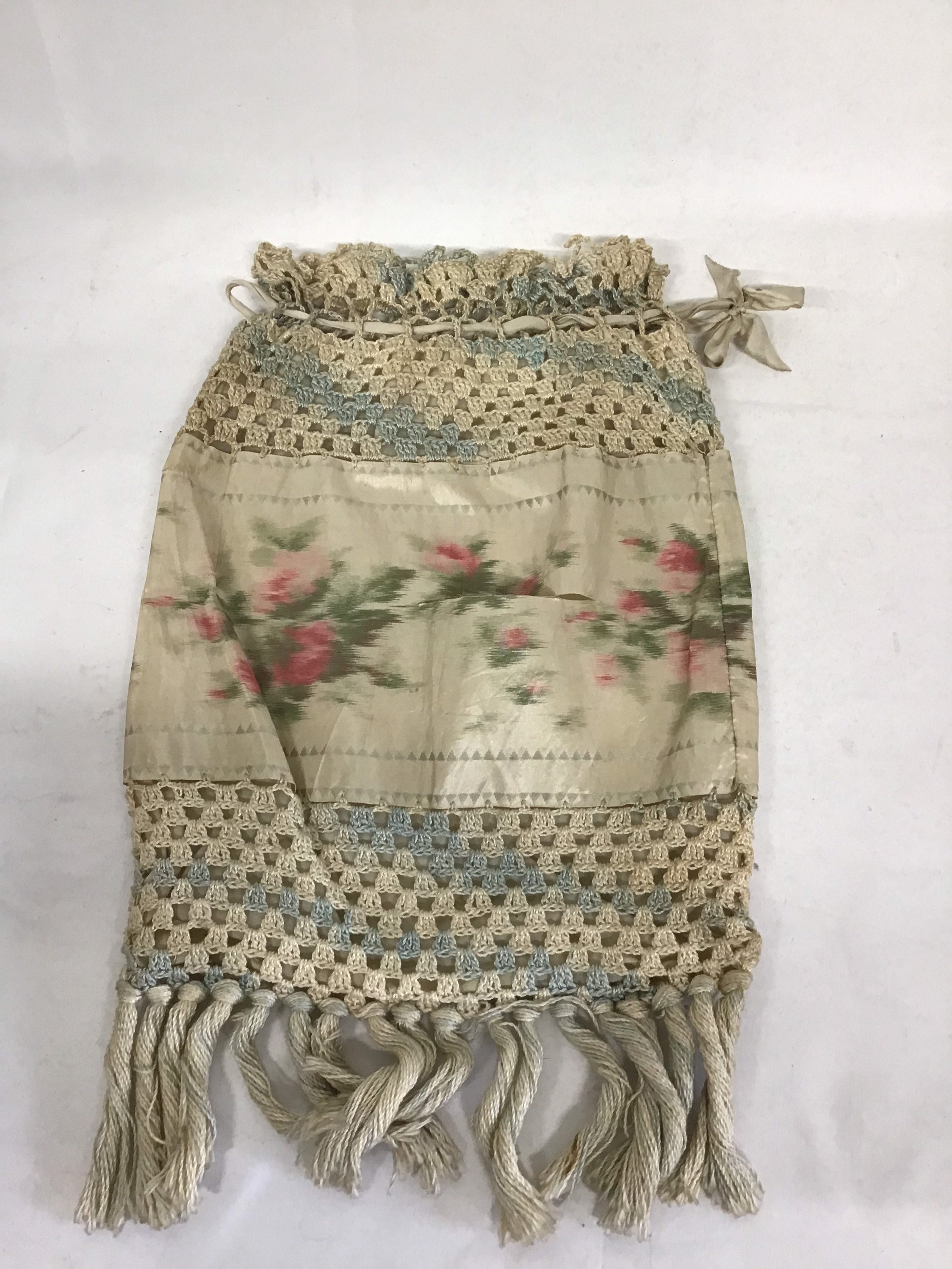 2 Antique Victorian Crochet Bags - Victorian Ladies Silk Bag - Small ...