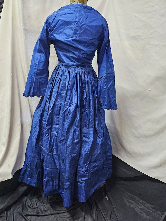 Victorian Blue Silk Dress c1860 | Antique 1800s Weddi… - Gem