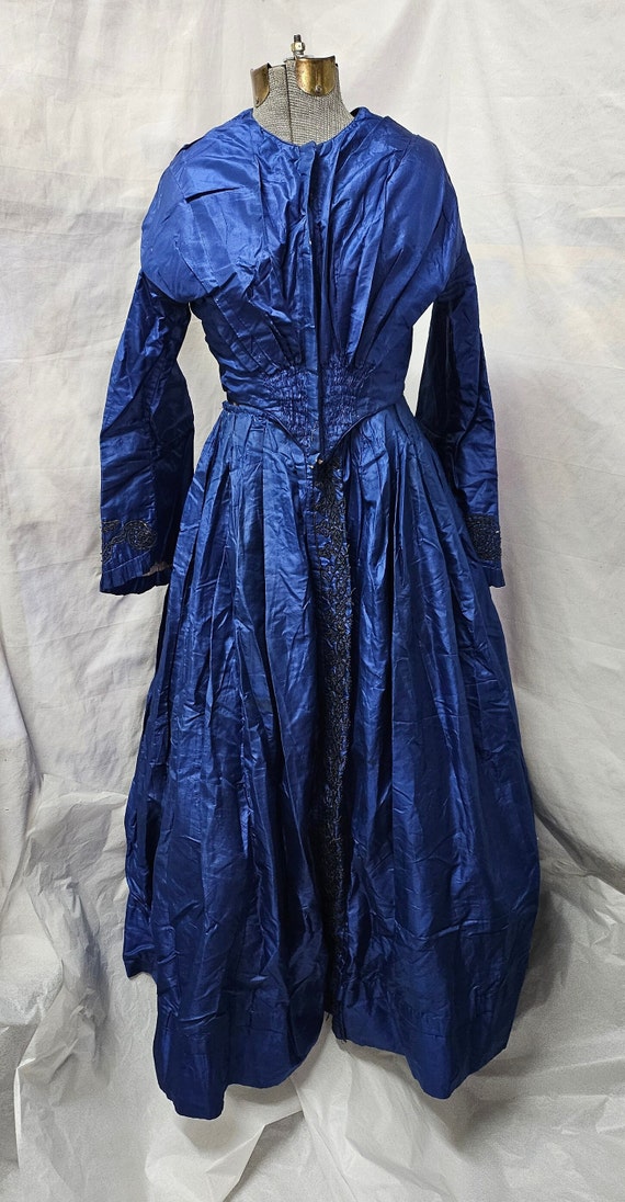 Victorian Blue Silk Dress c1860 | Antique 1800s Weddi… - Gem