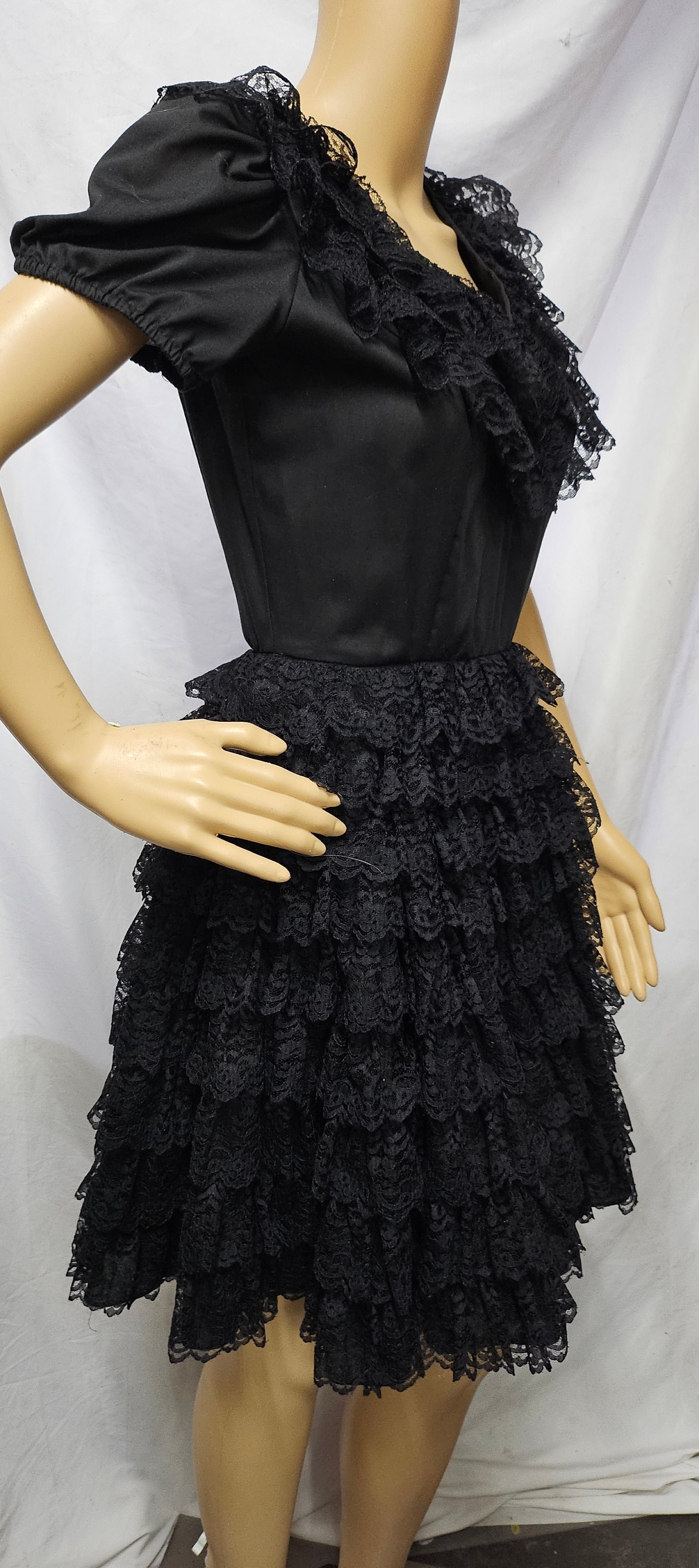 Black Lace and Ruffles Western Square Dance Dress Prairie Dress Western ...