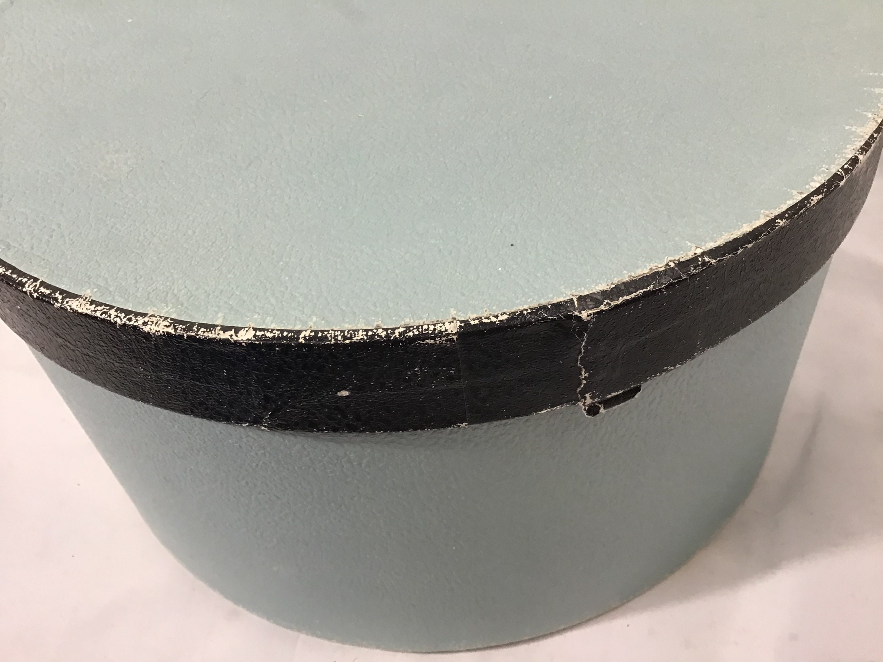Vintage Blue 1950s Round Hat Box 13 X 7 Storage Box Vinyl Coated ...
