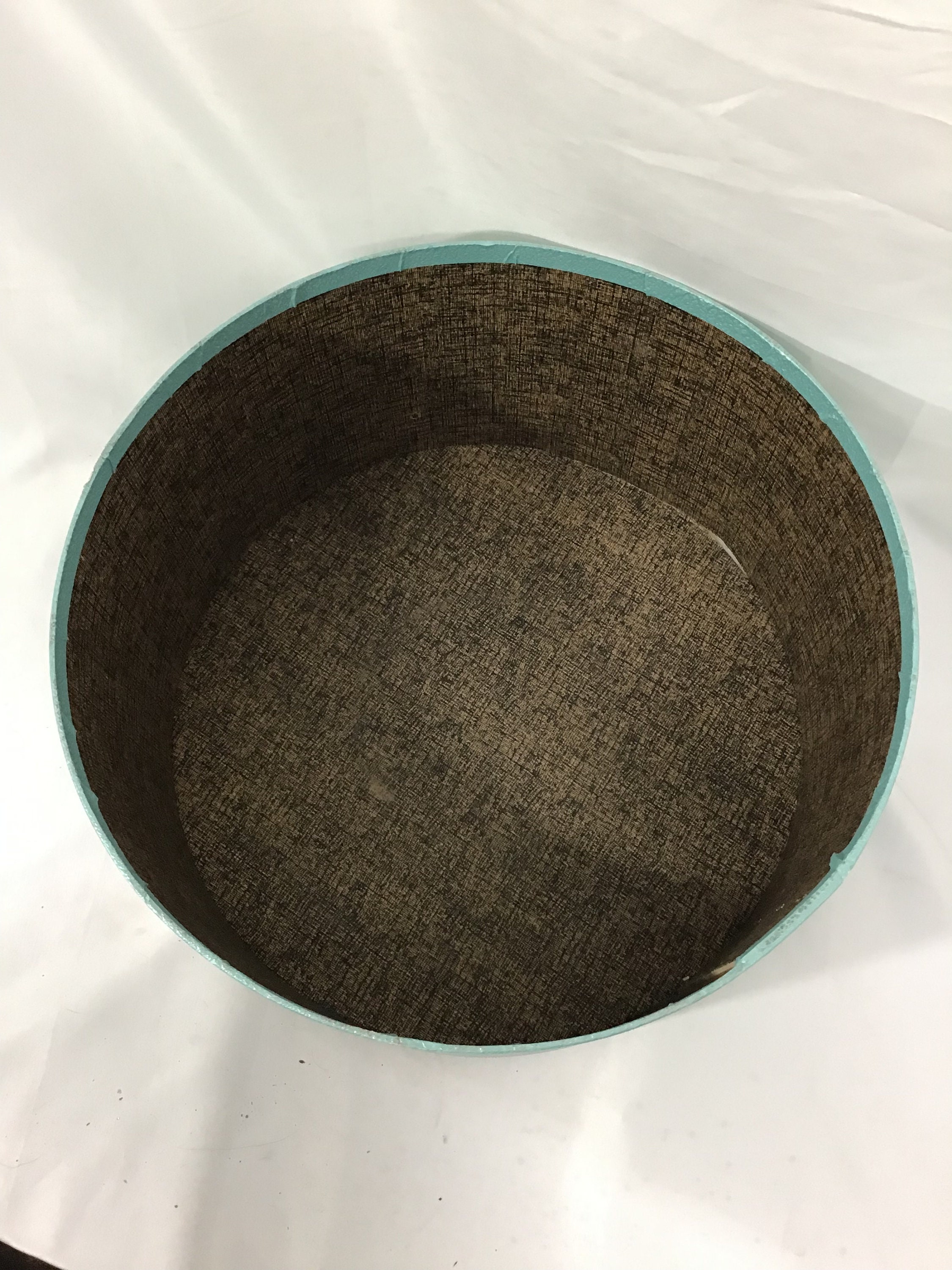 Vintage Blue 1950s Round Hat Box 13 X 7 Storage Box Vinyl Coated ...