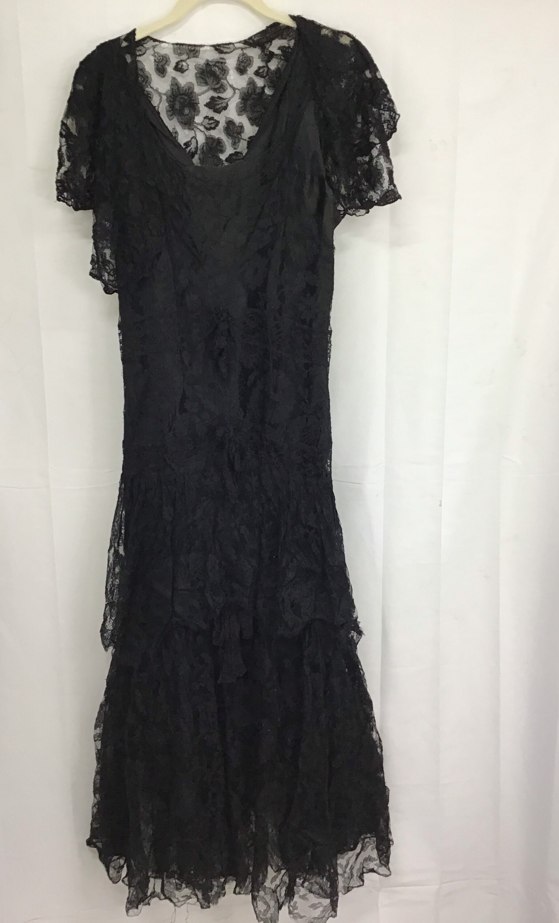 1920s Lace Flapper Dress/ True Vintage 20s Dress/ Black Lace Dress ...