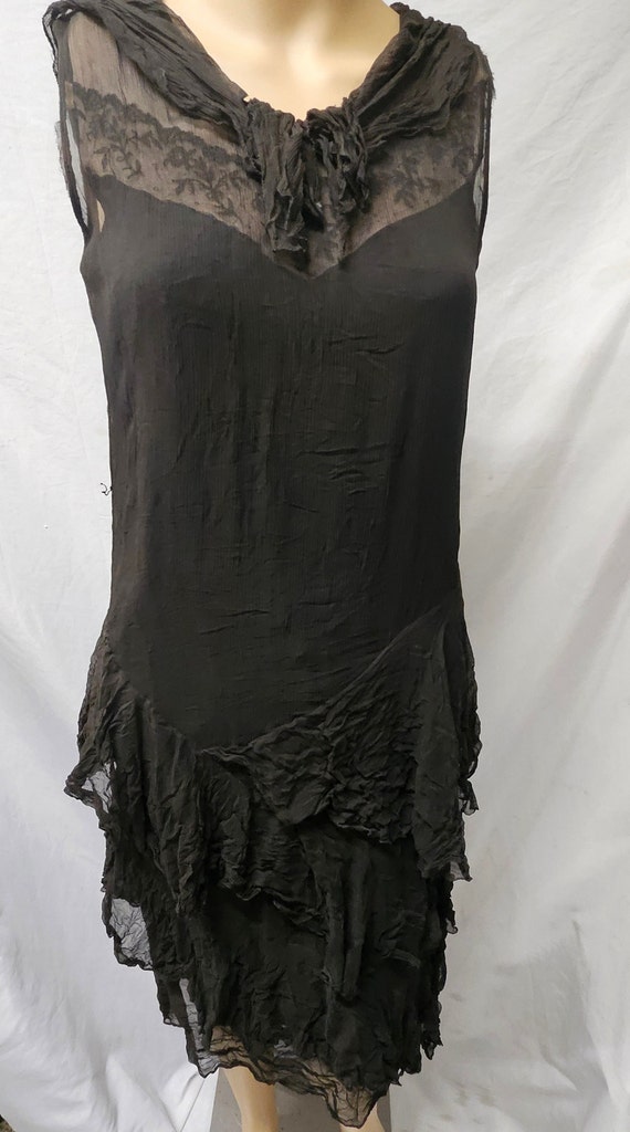 Antique Flapper Dress Dark Brown - 1920s Dress - Bro… - Gem
