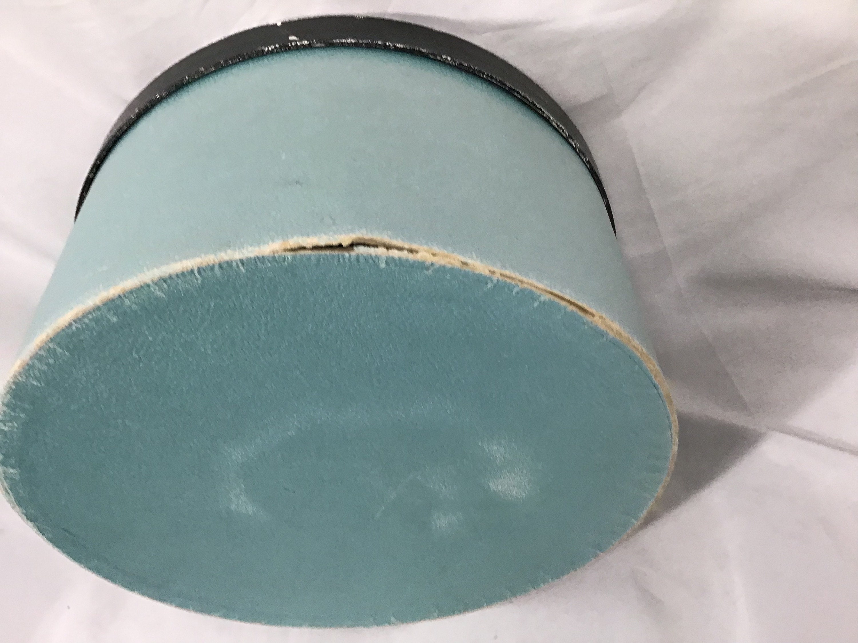 Vintage Blue 1950s Round Hat Box 13 X 7 Storage Box Vinyl Coated ...