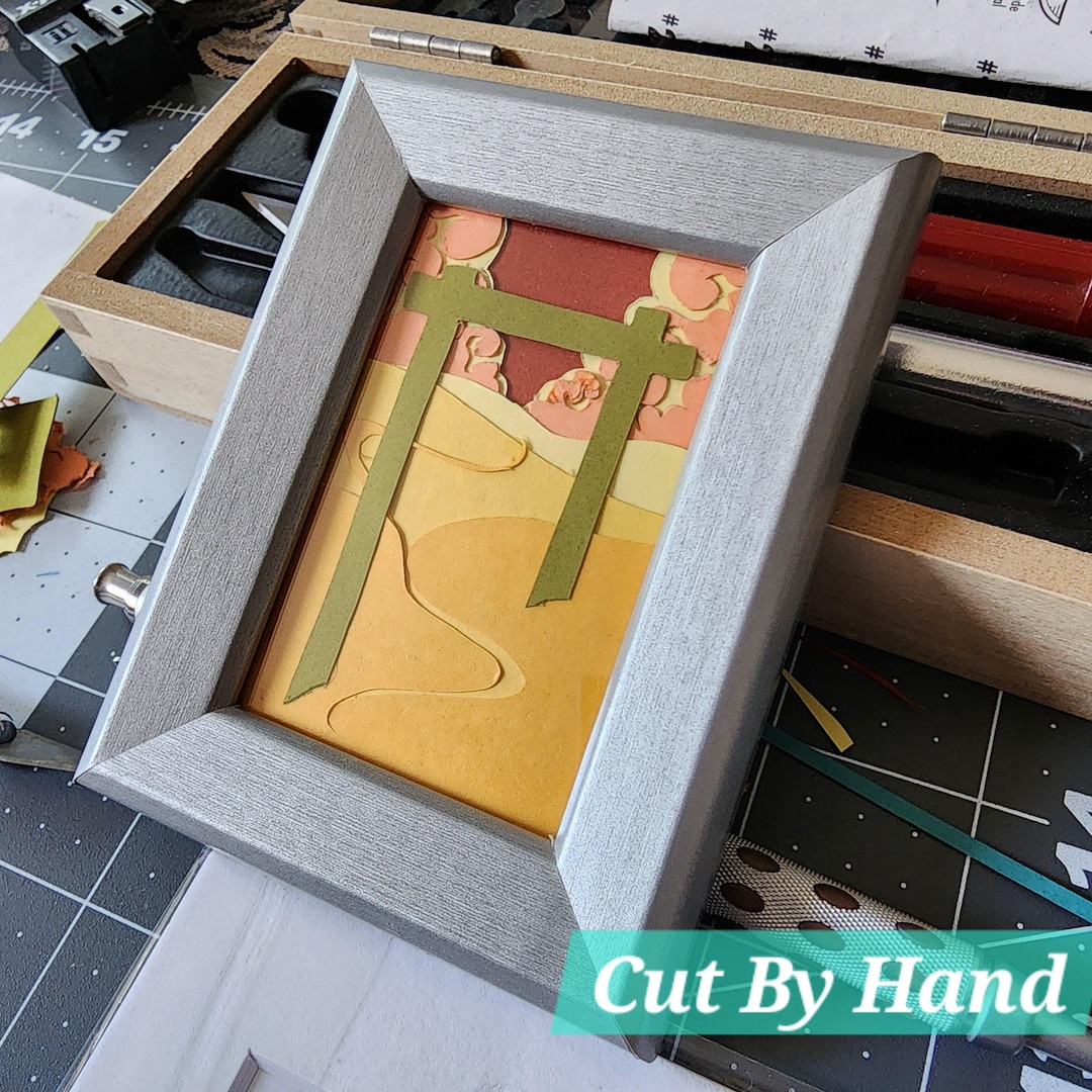 Original Framed Mini Paper Art - Handcut Papercraft Sunrise Sunset ...