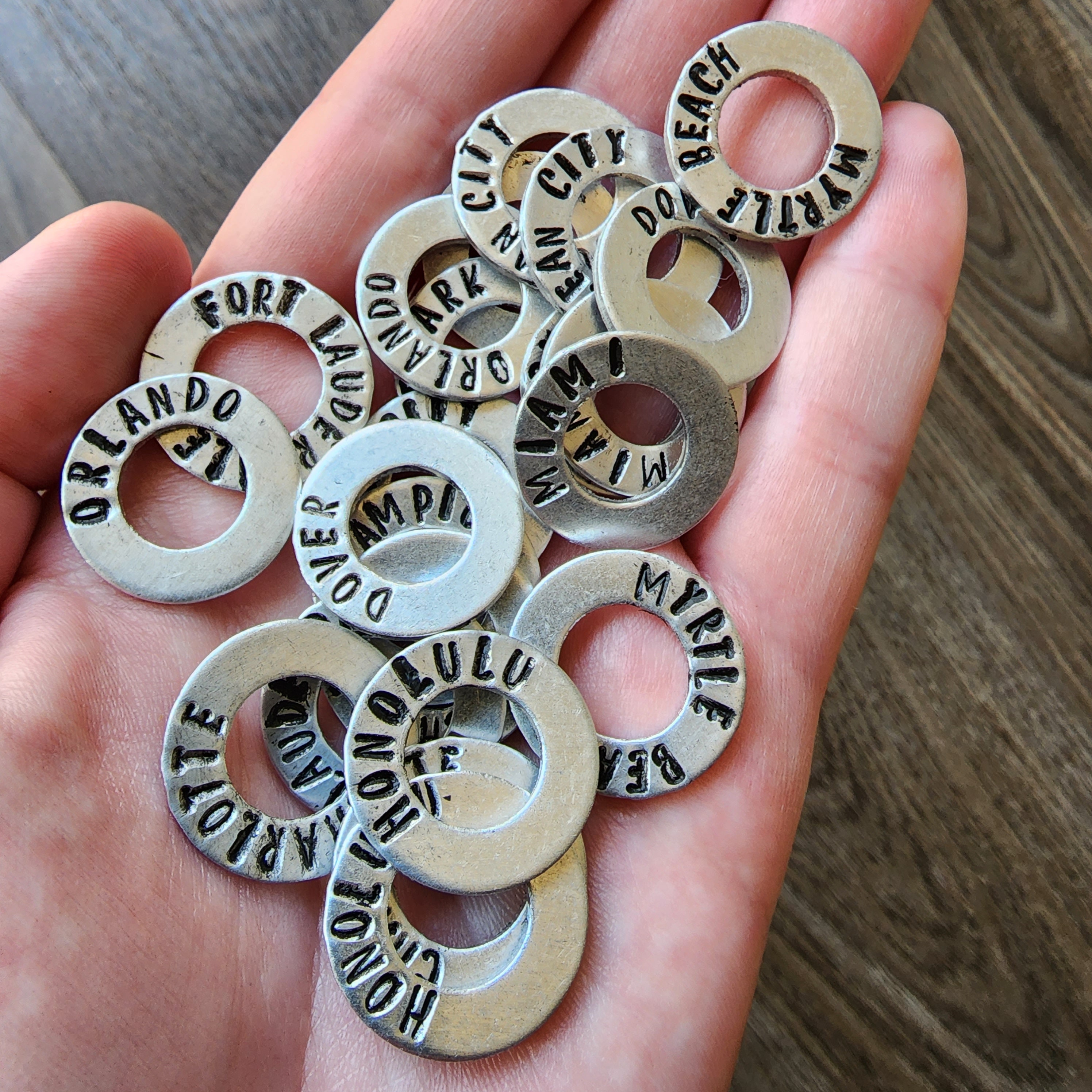 Travel Tokens - Hand Stamped on Aluminum Rings - Etsy