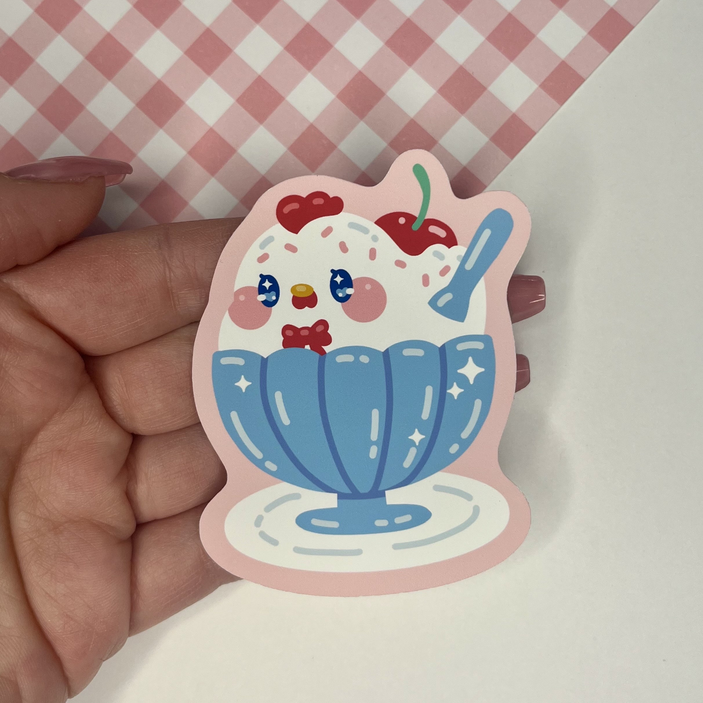 Sweetums Chicken Sundae Vinyl Sticker L Cute Ice Cream Sticker - Etsy