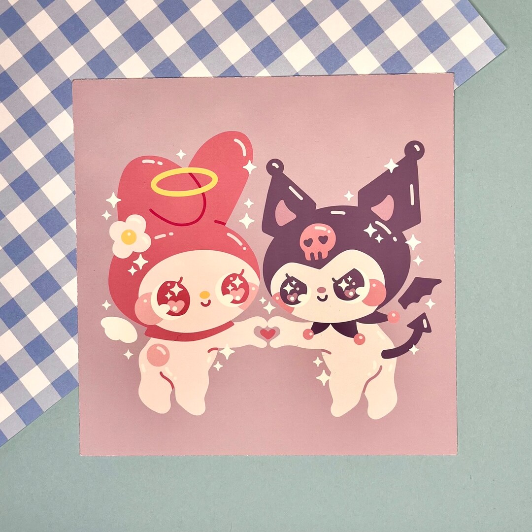 Angel and Devil Square 5”x5” Art Print - Etsy