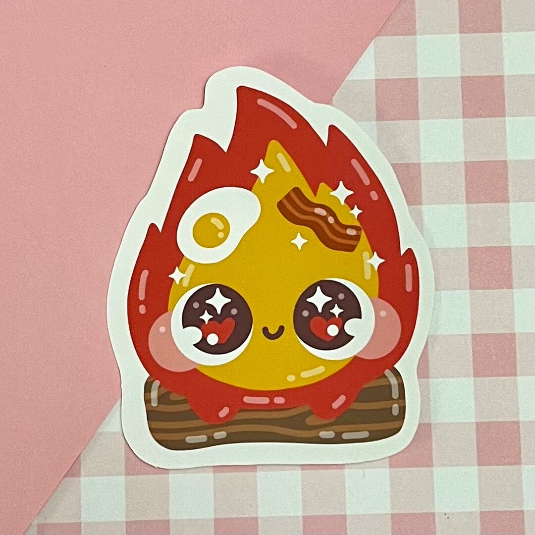 Kawaii Fire Demon Vinyl Sticker - Etsy