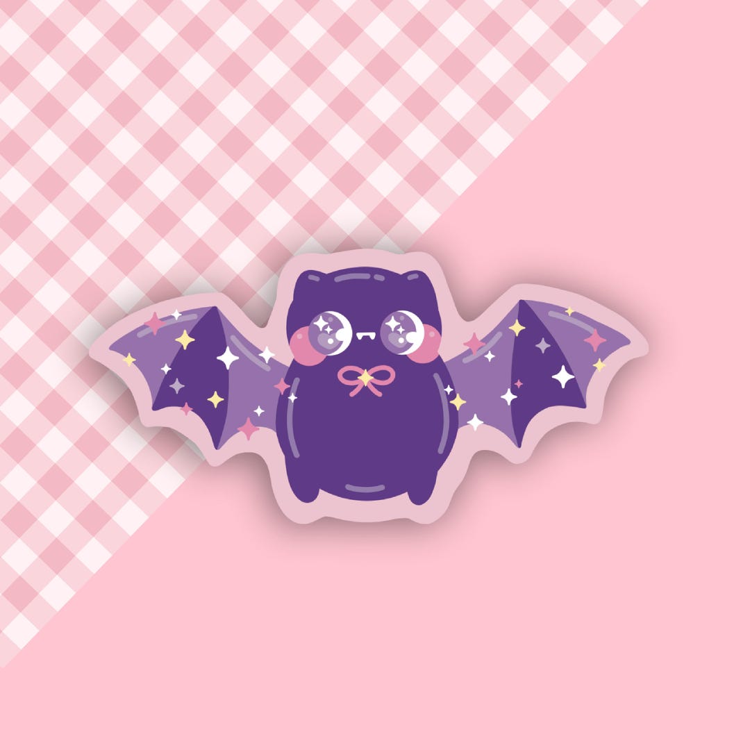Kawaii Bat Vinyl Sticker - Etsy