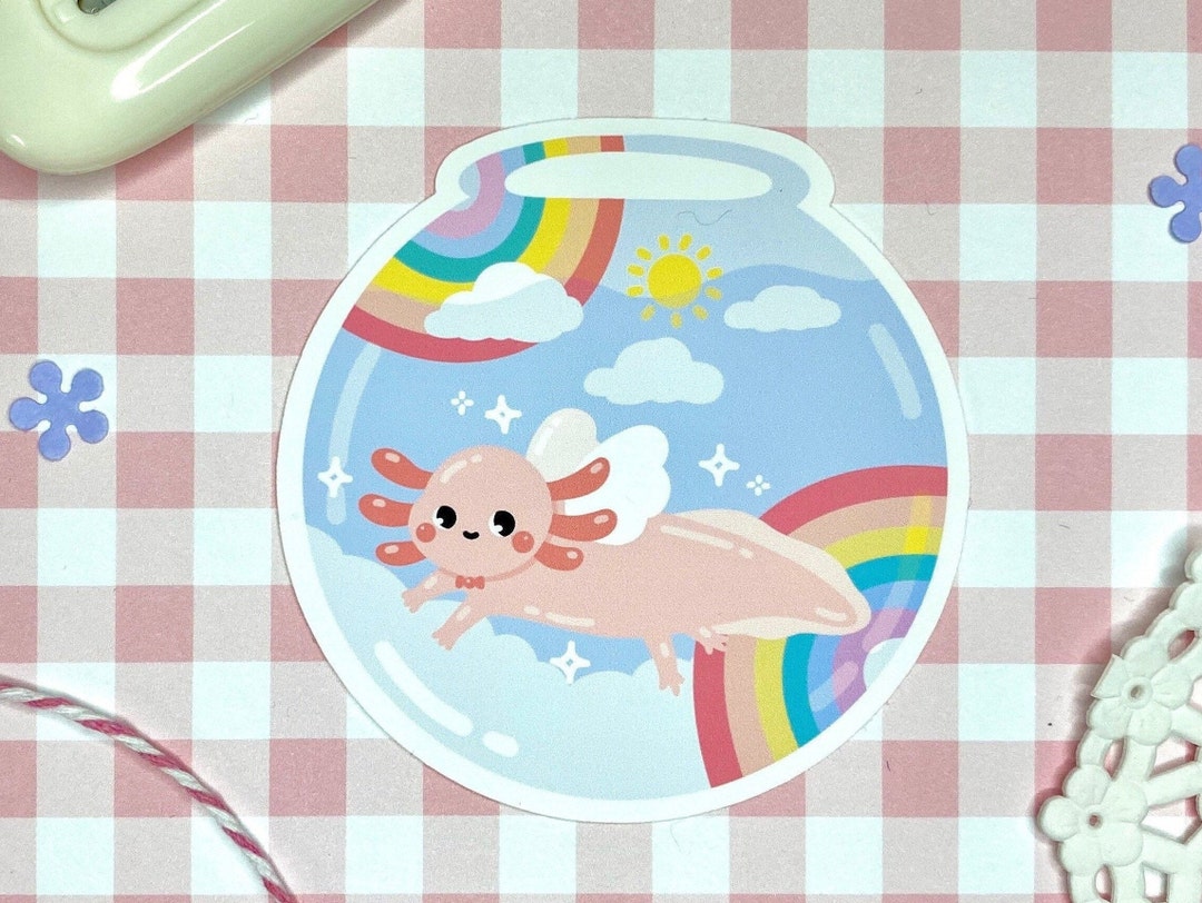 Cute Axolotl Vinyl Sticker L Rainbow Water Resistant Sticker - Etsy