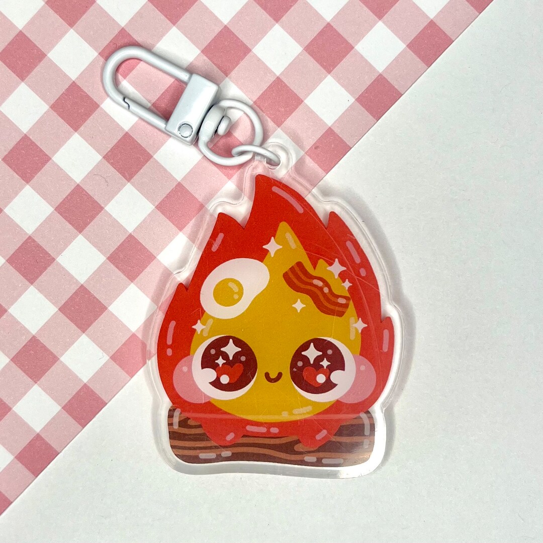 Kawaii Fire Keychain L Cute Anime Flame Acrylic Charm Keychain - Etsy