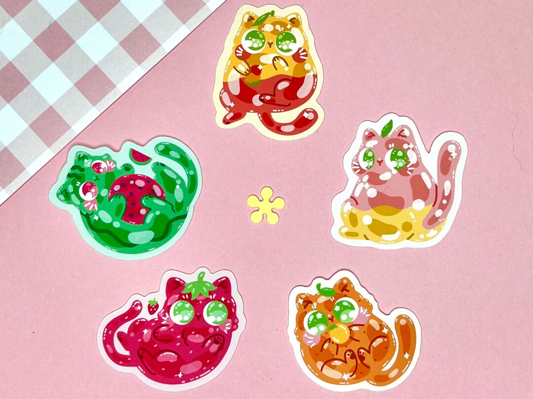 Gummy Kitty Sticker Pack L Cat Vinyl Stickers - Etsy