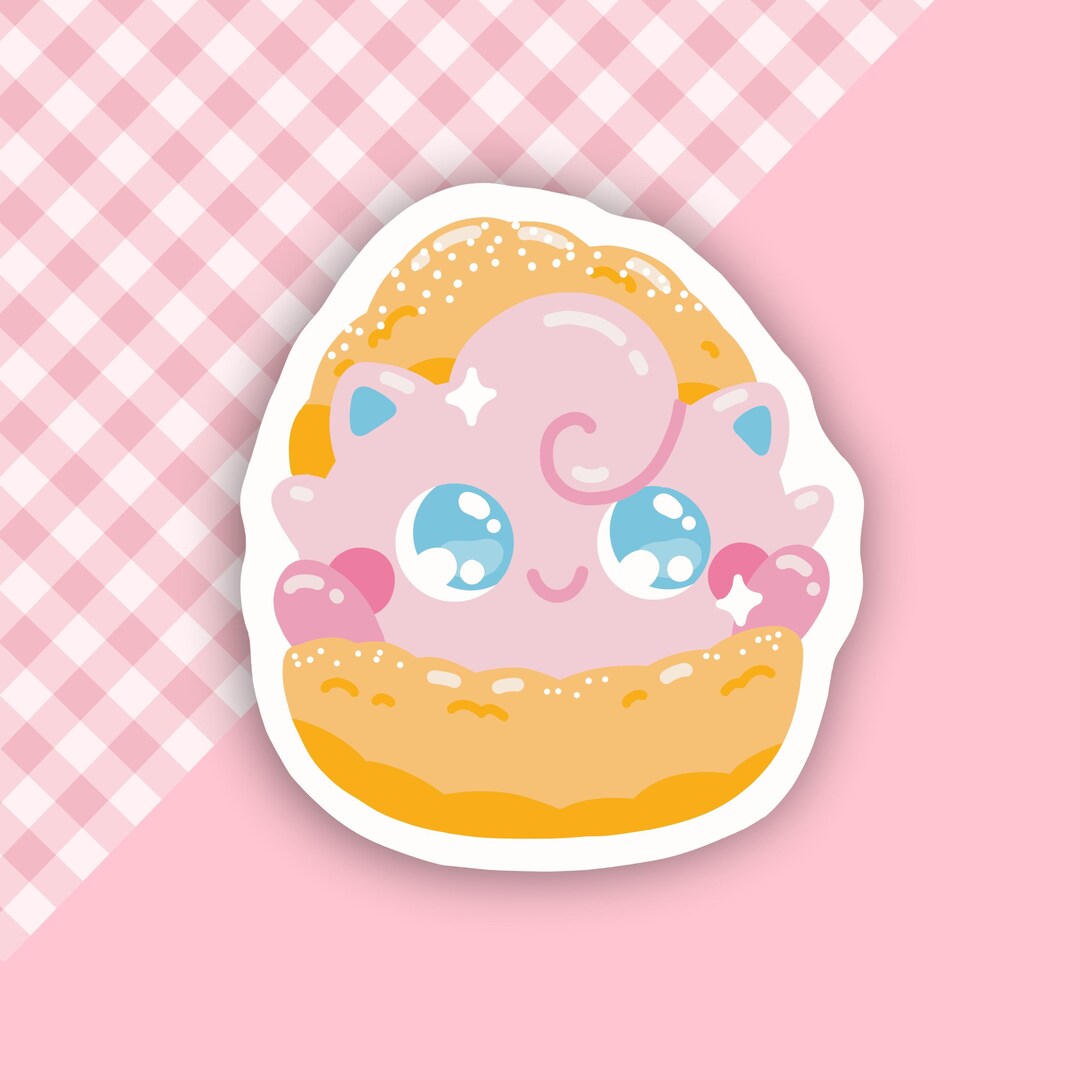 Jiggly Cream Puff Sticker - Kawaii Vinyl Sticker - Etsy