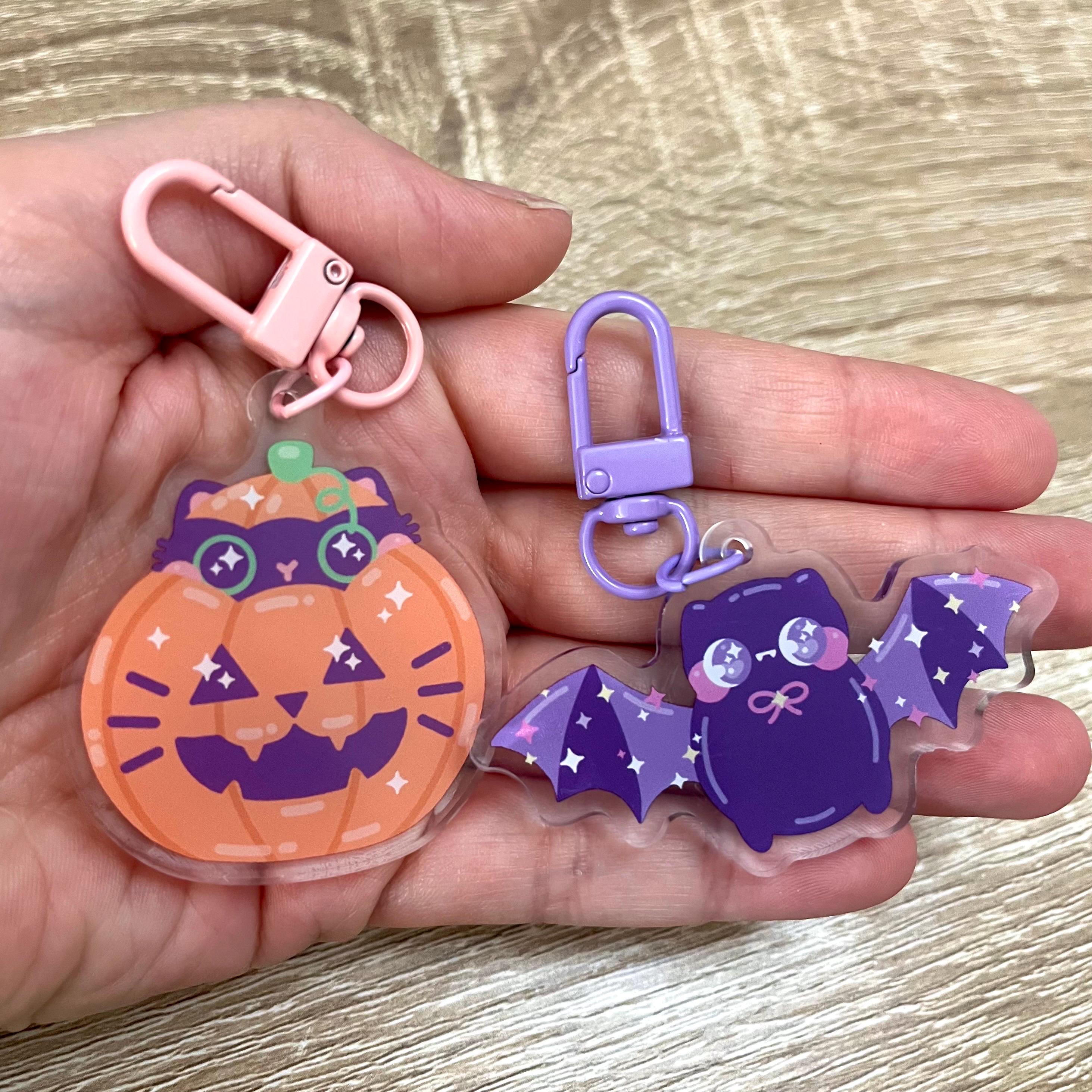 Kawaii Bat Keychain L Cute Halloween Acrylic Charm - Etsy