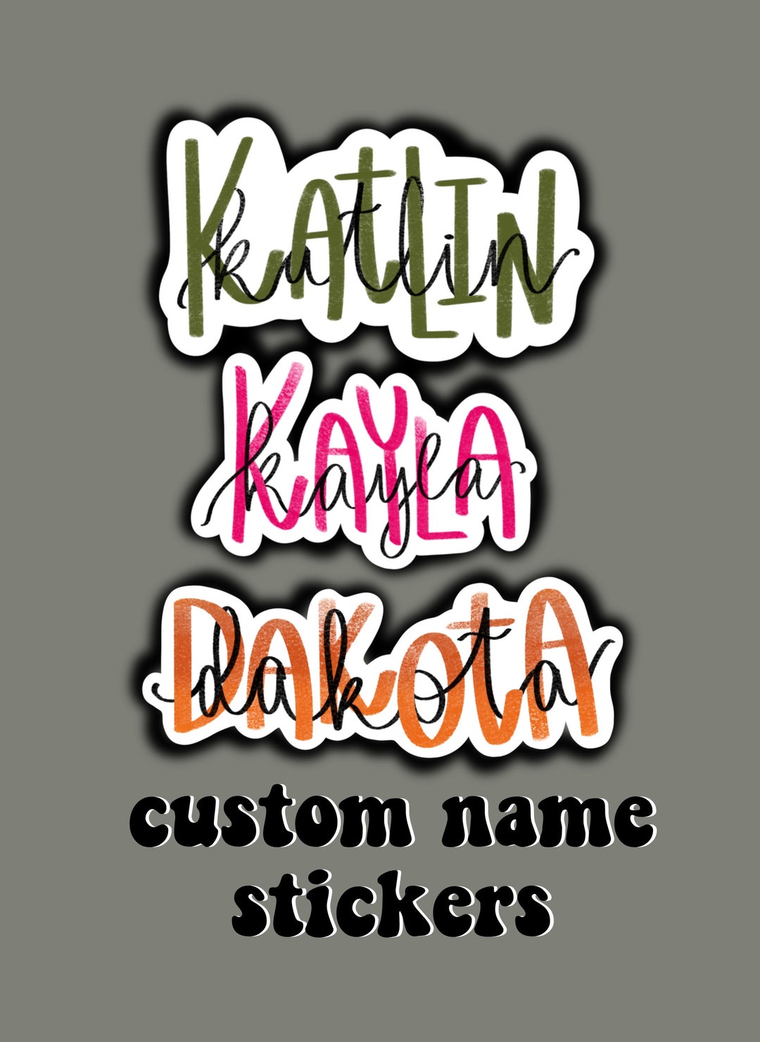 CUSTOM Name Stickers | Handlettered Name Stickers | Choose Your Name ...