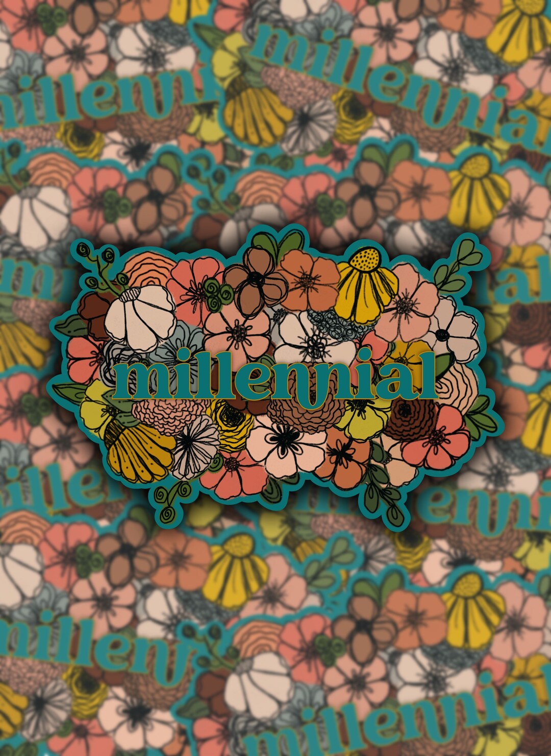 Millennial Floral Sticker | Group of Florals | Relatable Sticker | Boho ...