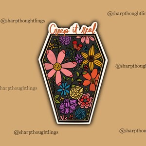 Floral Coffin Sticker | Halloween Sticker | Fall Sticker | Spooky ...