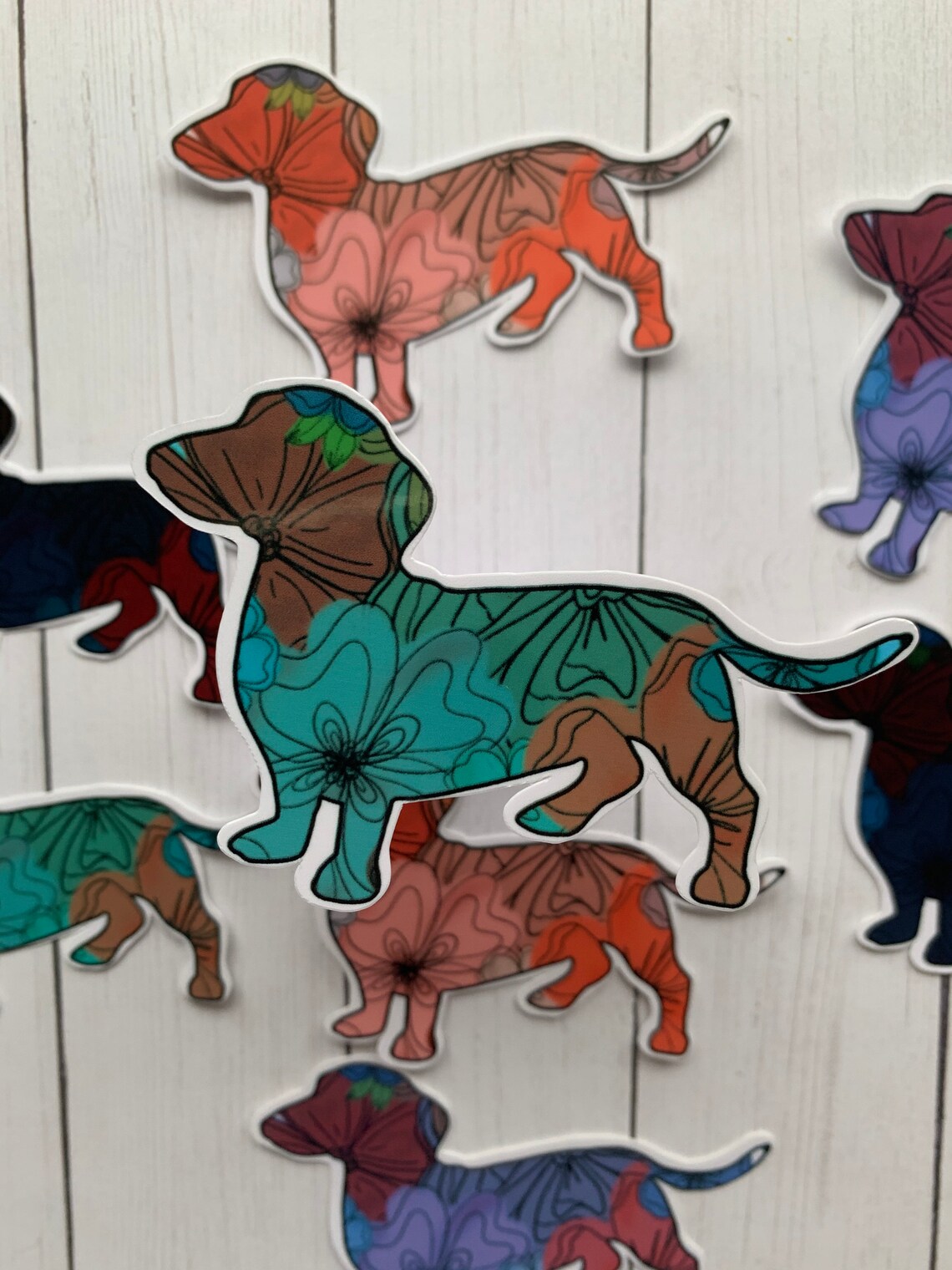 Dachshund Floral Sticker Wiener Dog Sticker Water | Etsy