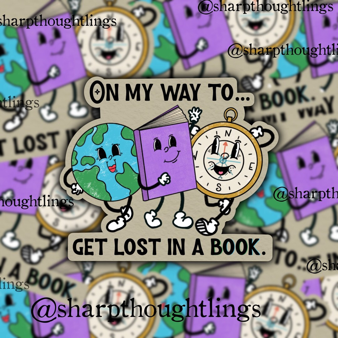 Retro Vintage Character Book Sticker | Book Lover | Get Lost in a Book ...