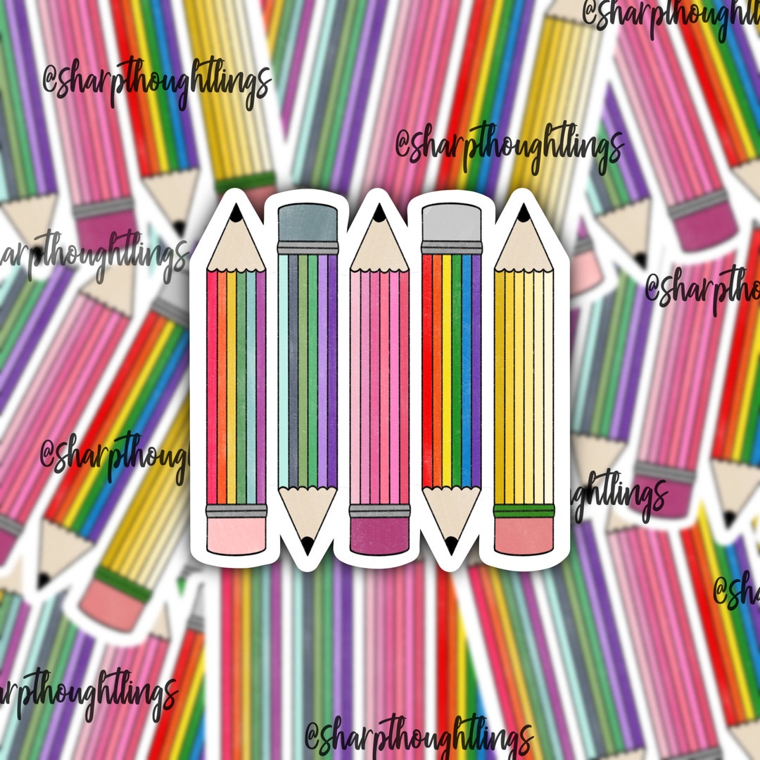 Rainbow Pencils Sticker | Teacher Sticker | Educator Stickers | Pencil ...