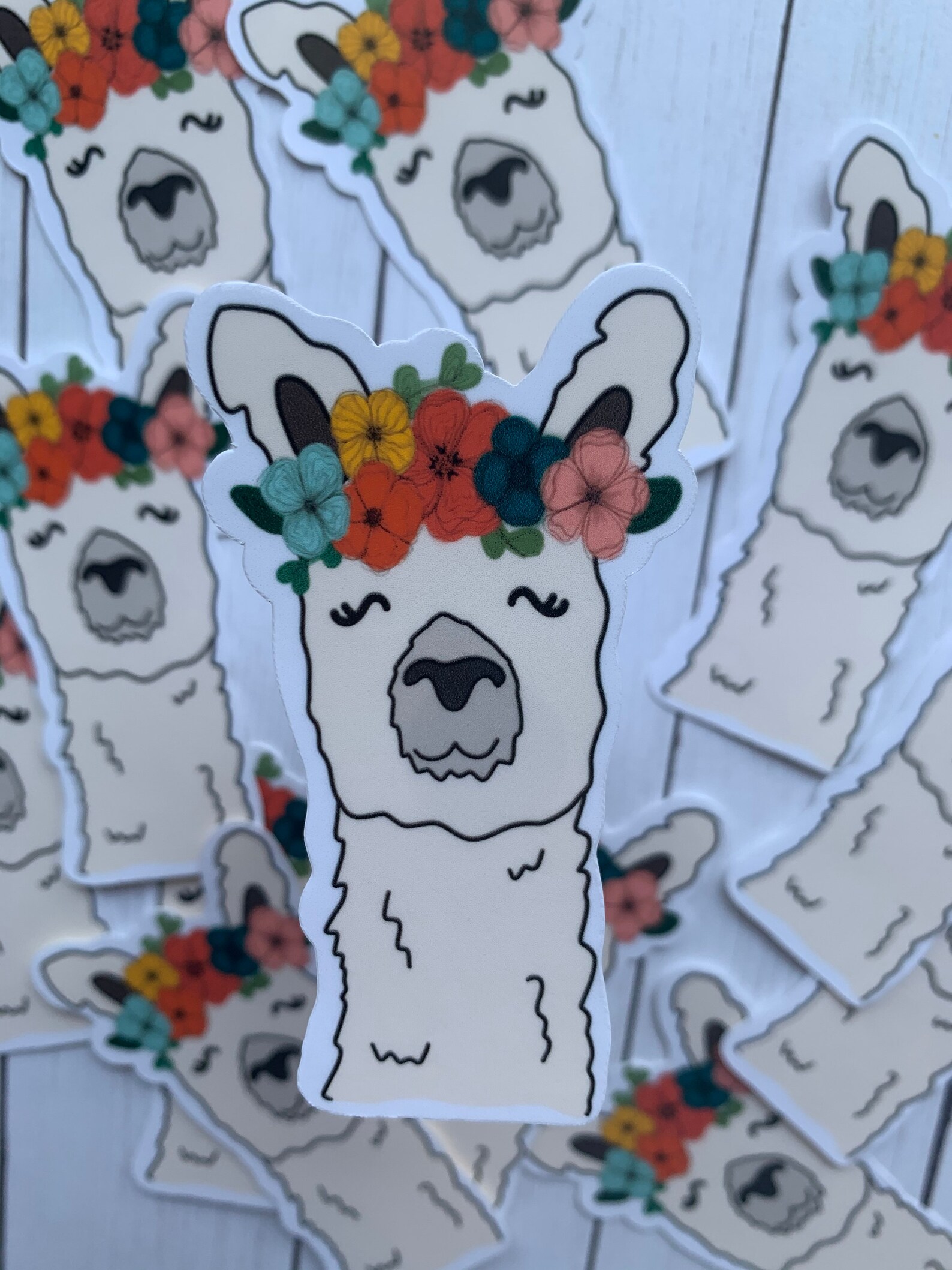 Llama With Floral Crown Sticker Llama Sticker Cute Llama - Etsy