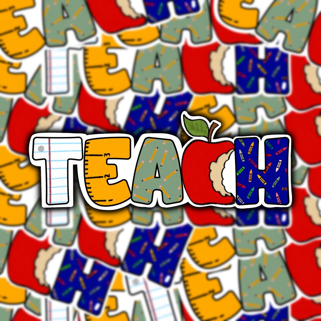 Teach Sticker | Teacher Stickers | Fun Apple Teacher Sticker ...