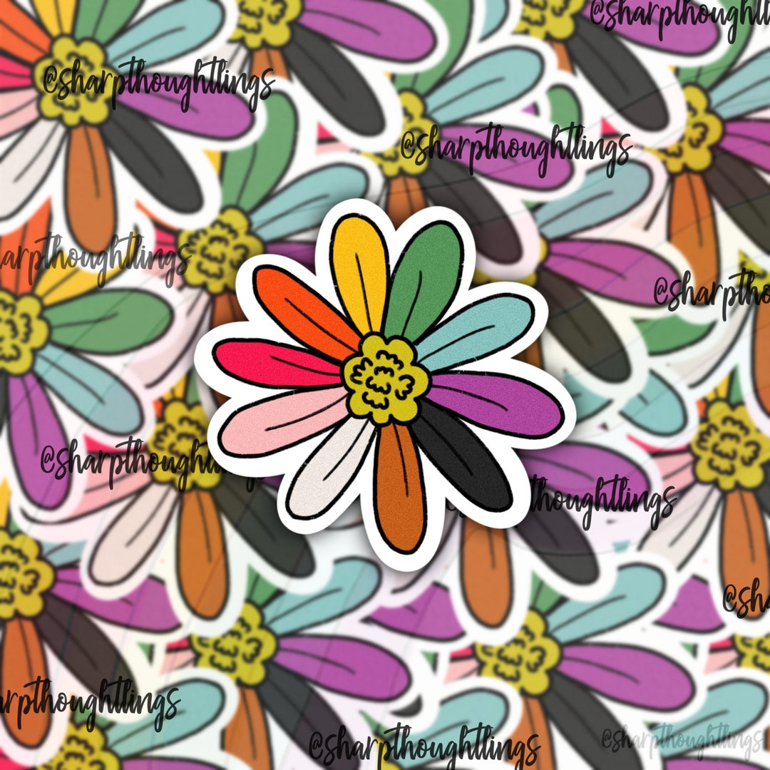 Rainbow Daisy | Pride Flower | Rainbow Pride Stickers | Pride Month ...